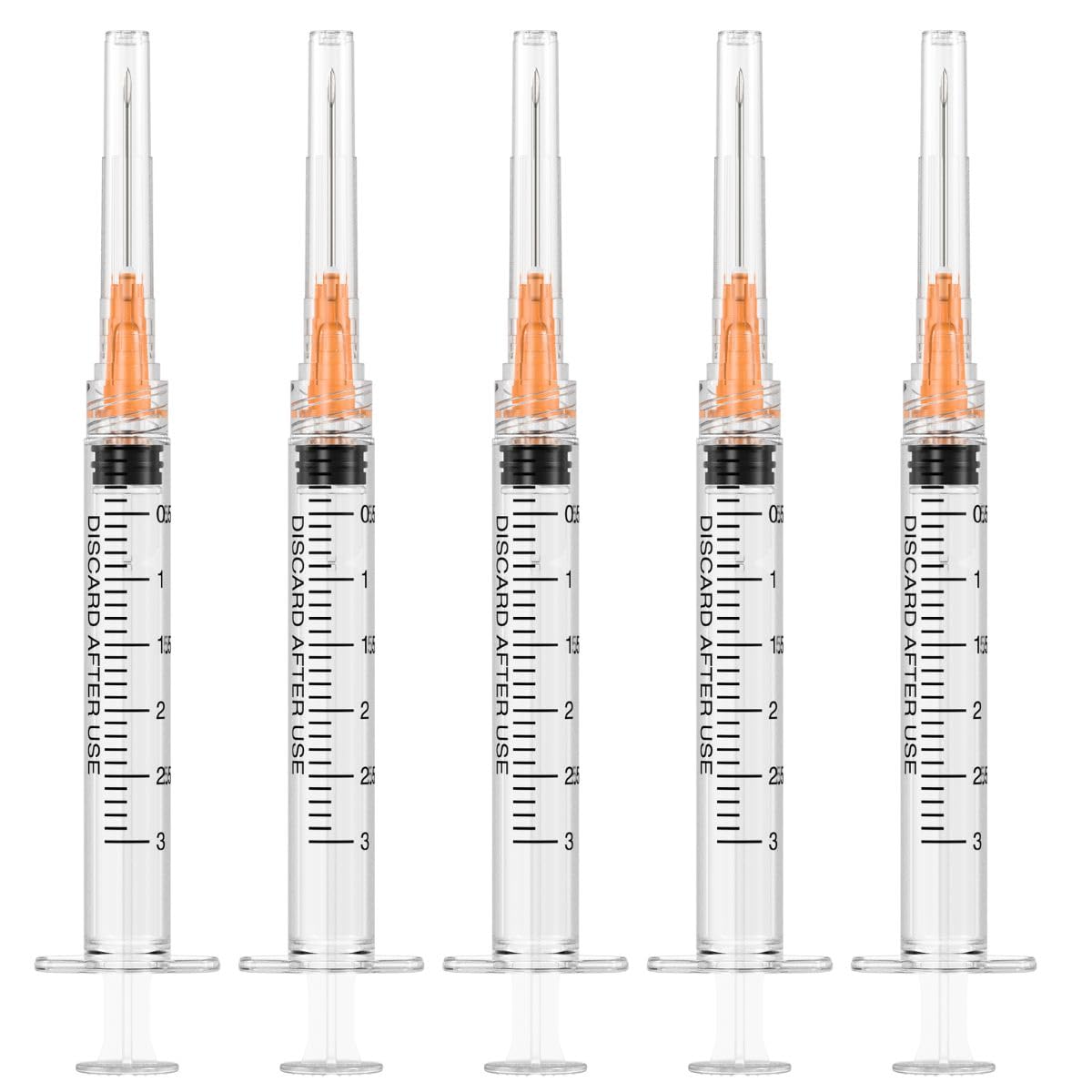 30 Pack 3ml Disposable Syringe with 23Ga 1.0 Inch Needle, Luer Lock Syringes, Individually Wrapped Lab Supplies