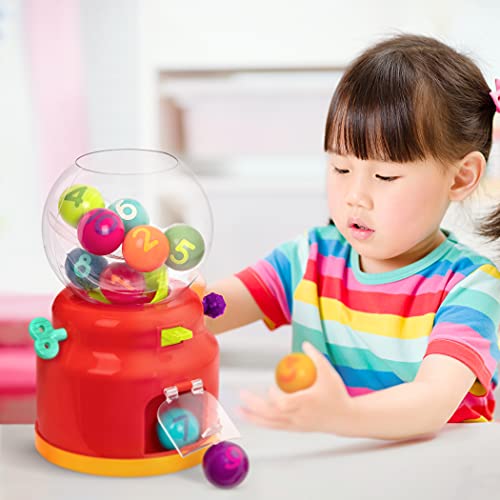 Battat β Ball Dispenser for Kids β Mini Vending Machine Toy β 10 Colorful Number Balls - Numbers & Colors Gumball Machine - Toddlers - 12 Months + , Red