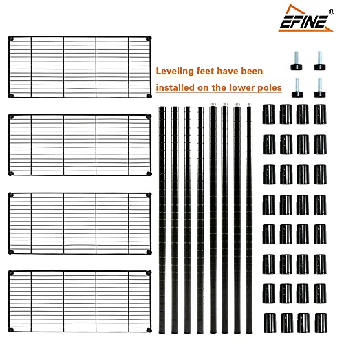 EFINE 2-Pack 4-Shelf Shelving Unit with Shelf Liners Set of 4, Adjustable Rack Unit, Steel Wire Shelves, Shelving Units and Storage Rack for Kitchen and Garage (35.5W X 15.8D X 54H)