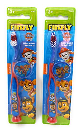 Firefly Nickelodeon Paw Patrol Kids Toothbrushes with Suction Cup and Toothbrush Cap - for Girls 3+ yrs. (2 Count (Pack of 1), Blue)