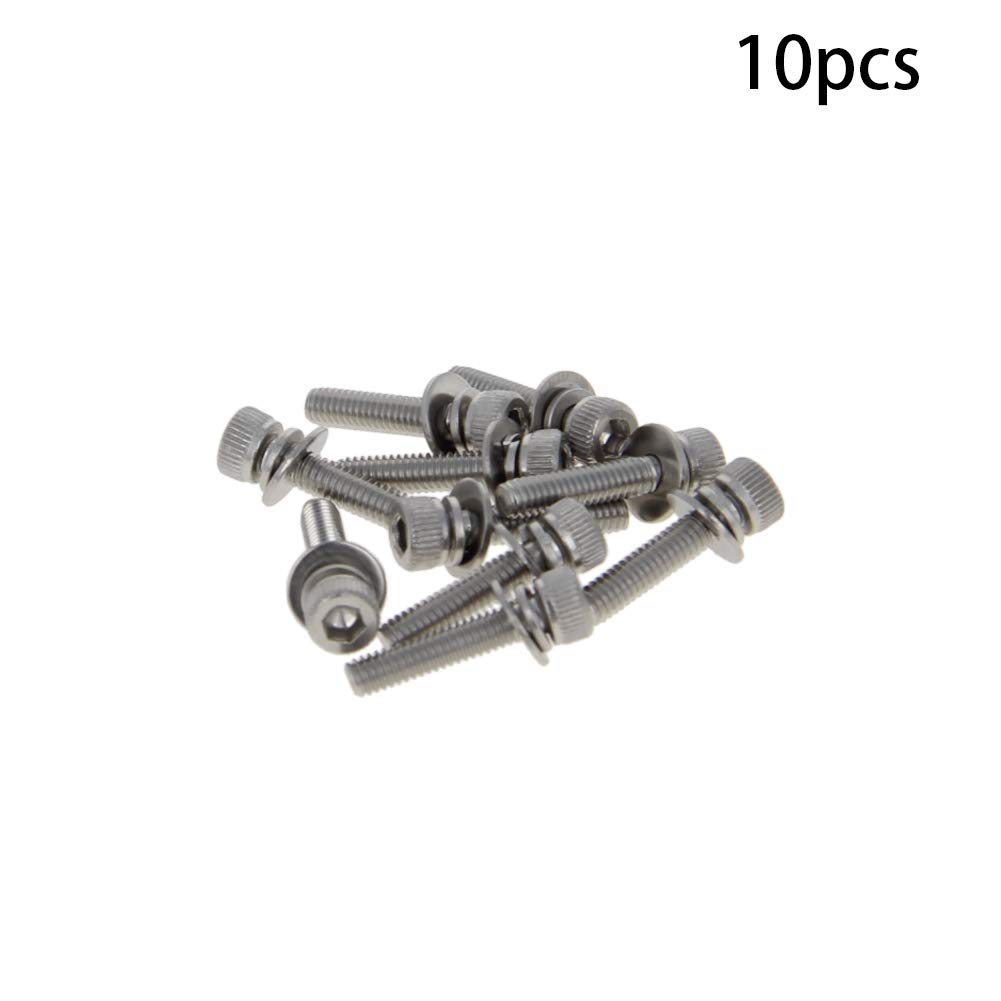 MroMax M2.5x12mm 304 Stainless Steel Hex Socket Head Cap Screws Inner Hex Machine Screws Bolts Combine with Spring Washer and Plain Washers Silver Tone 10Pcs