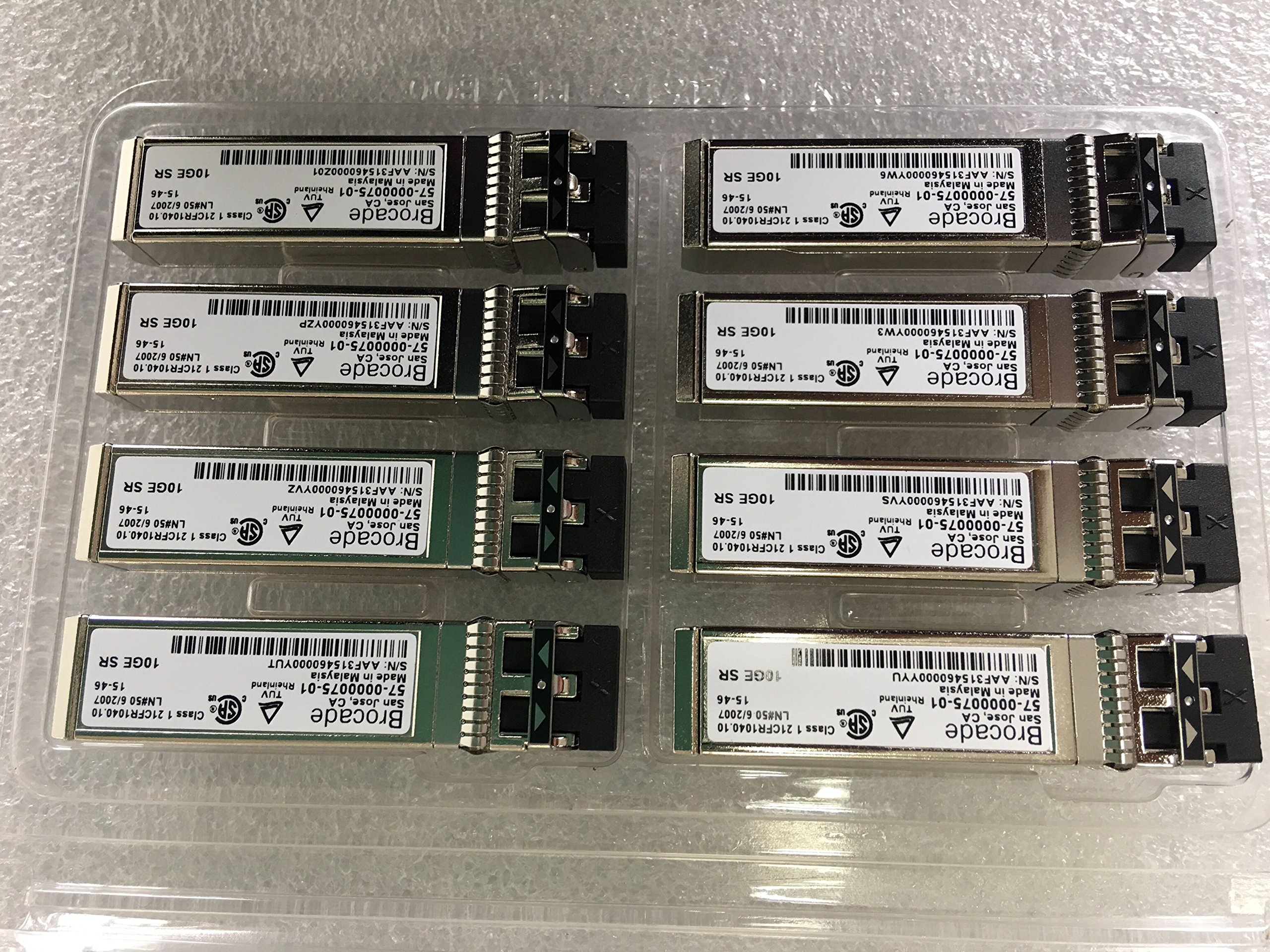Brocade SFP+ 10G SR 850nm 300m Fiber Optic Transceiver 57-0000075-01 - Lots of 8