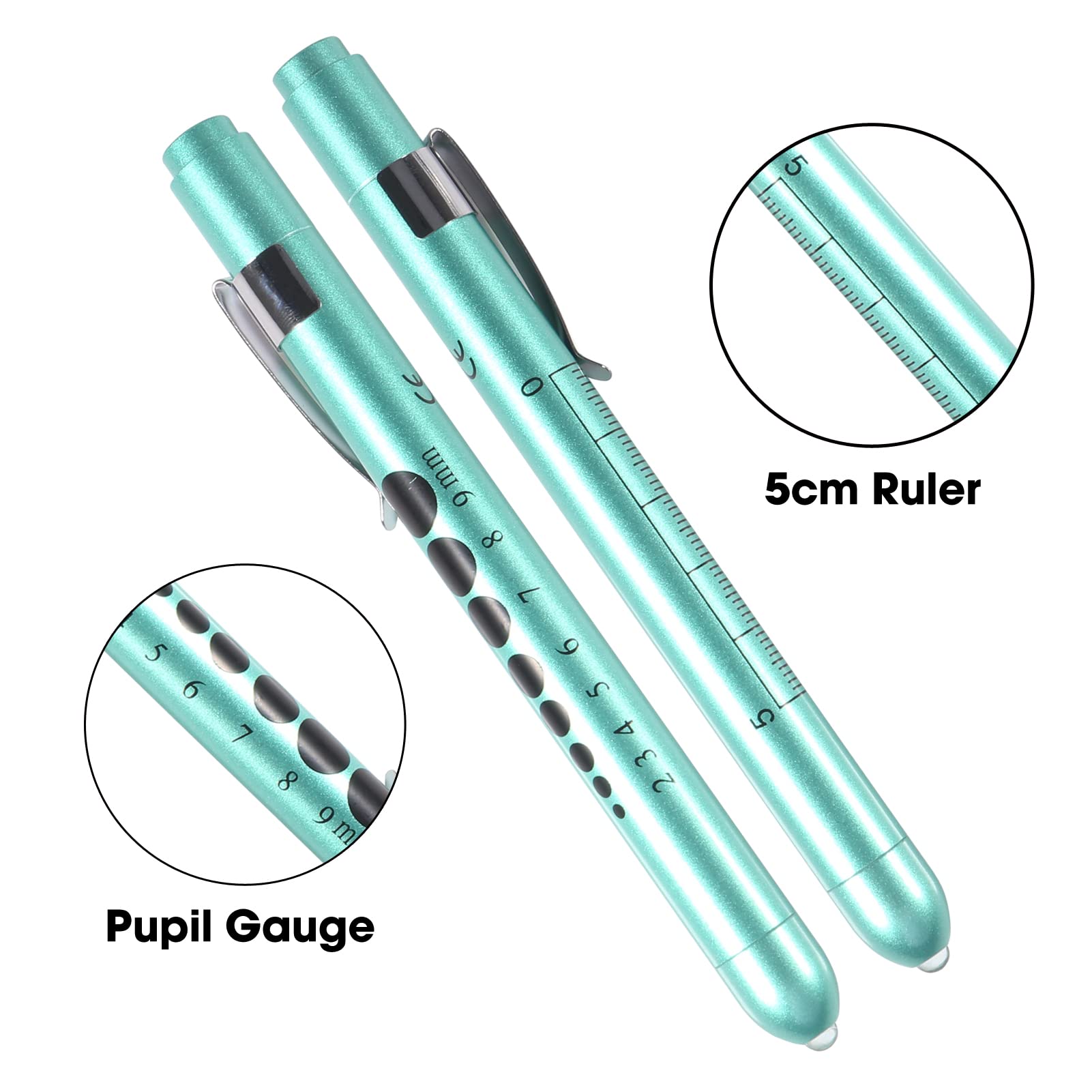 ACEIRMC 3pcs Pen Light,Nurse Medical Reusable LED Penlight White Light with Pupil Gauge and Ruler (Rose + Purple + Rose Gold)