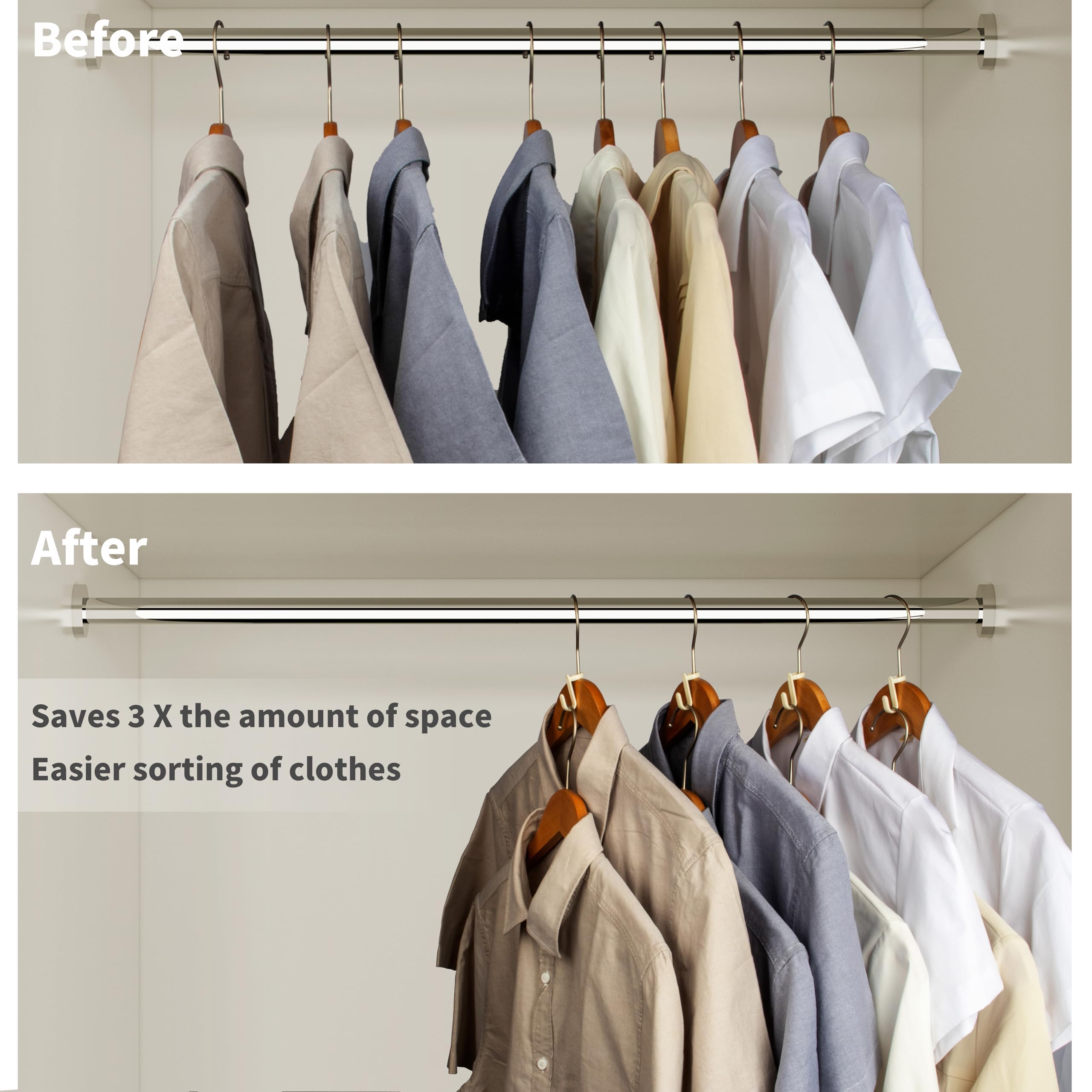 50PCS Hanger Connector Hooks,Space Saving Hangers for Clothes. Hanger Hooks Space Saver. Closet Hanger Connector Hooks. Hangers Space Saving,College Dorm Essentials,Closet Organizers and Storage