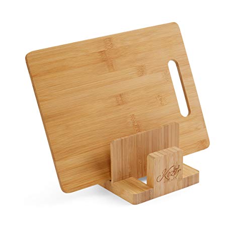 Cutting Board Organizer Natural Bamboo Kitchen Pantry Rack Cabinet Organizer for Cutting Board, Dish, Bakeware, Plate, Pot Lid, Cook Books, Book Stand Holder by: Kozy Kitchen