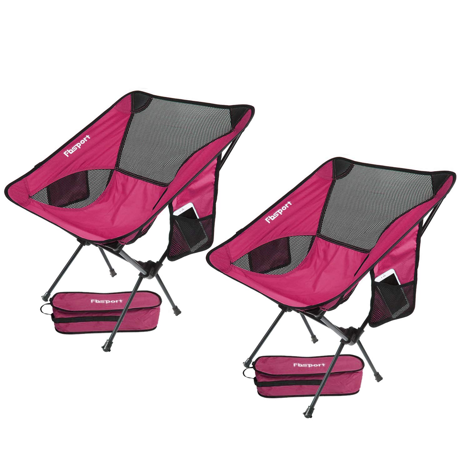 2 Pack Portable Camping Chairs Lightweight Folding Backpacking Chair Compact & Heavy Duty for Camp, Backpack, Hiking, Beach, Picnic, with Carry Bag
