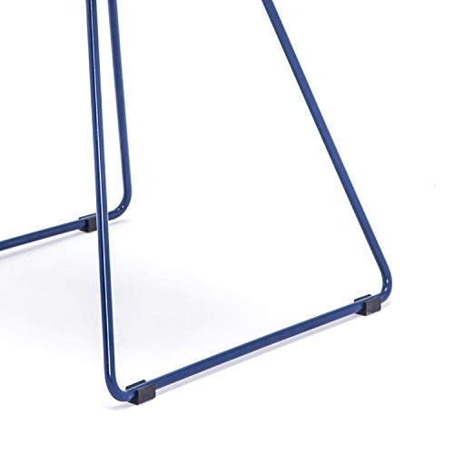 AC Pacific Metal Dining Chairs with Faux Leather Seat Pad, Modern Stackable Indoor Outdoor Stool for Kitchen, Patio, Bistro and Bar, Set of 2, Matte Dark Blue