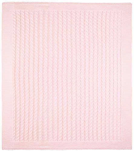 Lilax Baby Cable Knit Blanket Soft Warm Toddler for Boys and Girls 35X30 Inch Pink