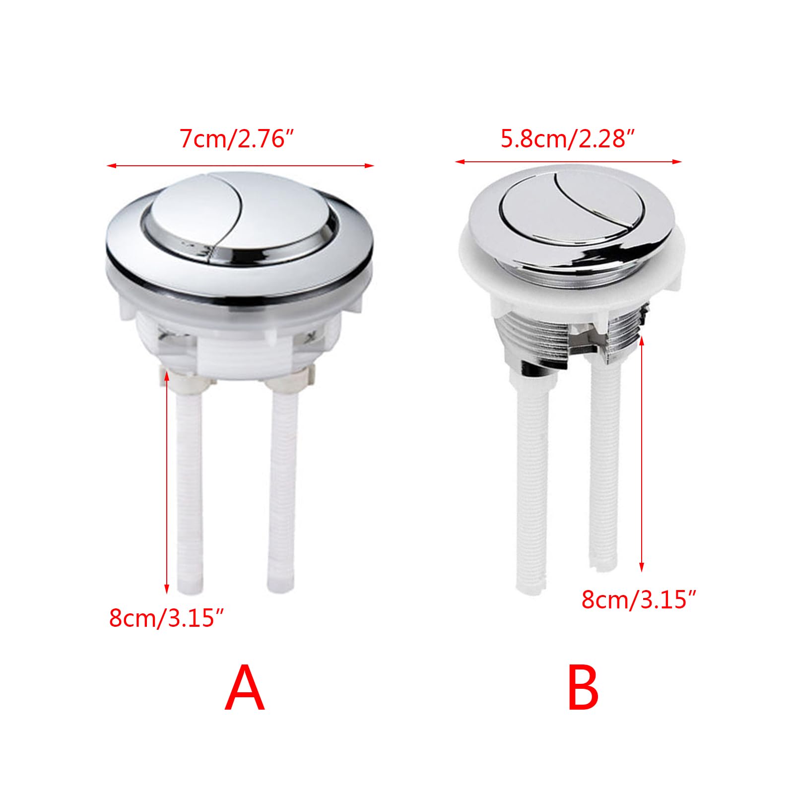 2pcs Round Toilet Tank Flush Button Adjustable Toilet Water Tank Button Double Push Flushing Button Toilet Accessories Toilet Push Button Flush Valves Replacement Kit