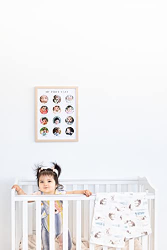 Pearhead Baby's First Year Photo Frame, Monthly Growth Baby Picture Frame, Gender-Neutral Baby Frame, Wooden