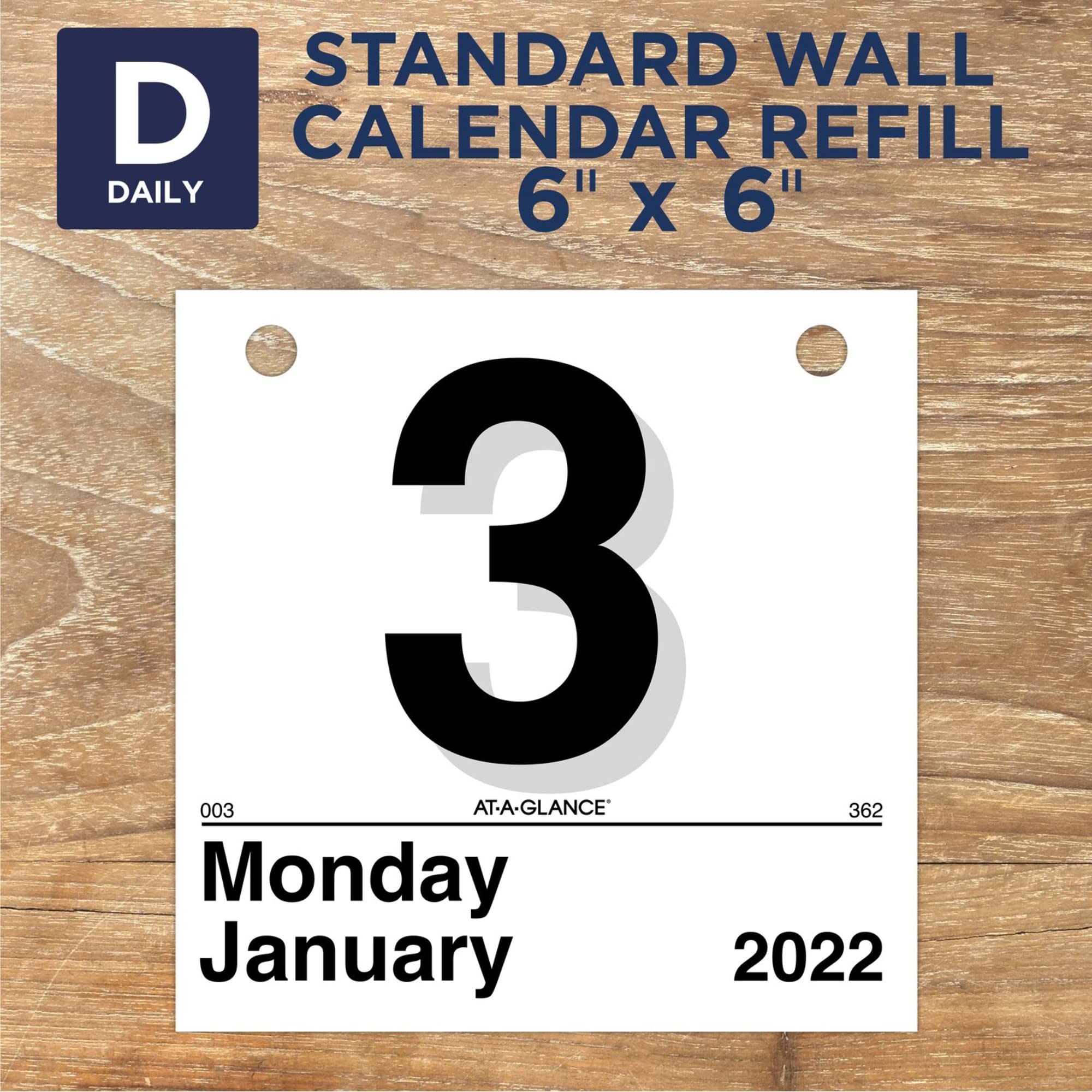 2022 “Today is” Daily Wall Calendar Refill by AT-A-GLANCE, 6" x 6", Small (K150)