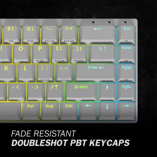Durgod Hades 68 RGB Mechanical Gaming Keyboard - 65% Layout - Cherry Profile - Doubleshot PBT - USB Type C - Aluminium Chassis (Gateron Brown, White)