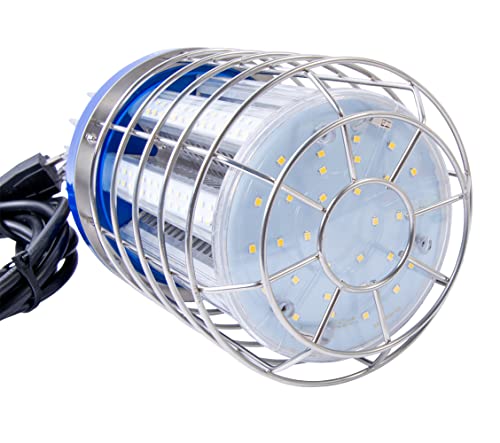 Bergen Industries Inc K5100 100-Watt Temporary High Bay LED Luminaire Plug-in Work Light, 13000LM, 5000K, Stainless Steel Cage,Blue