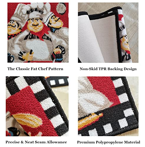 EGOBUY Chef Kitchen Rugs and Mats Washable Non Skid Absorbent Microfiber Kitchen Mats for Floor Anti-Fatigue Kitchen Mat Set of 2 Chef Kitchen Decoration Stain Resistant 15.7''x23.6'' + 15.7''x47.2'