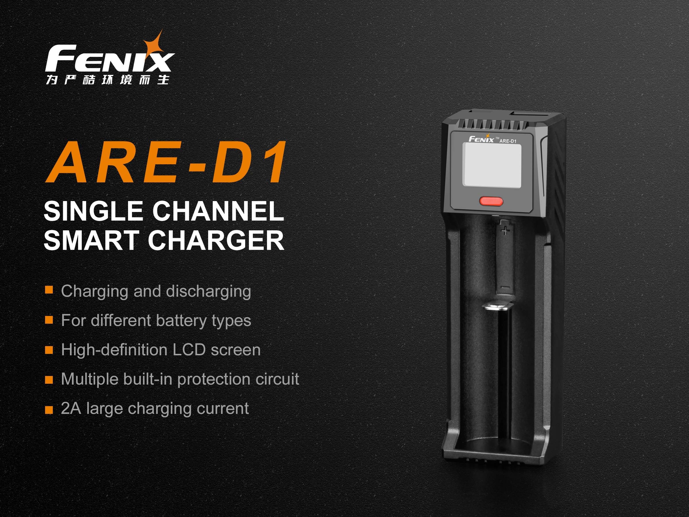 EdisonBright Fenix are-D1 USB Powered Smart Battery Charger for 21700/18650/16340 BBX5 Battery Carry case