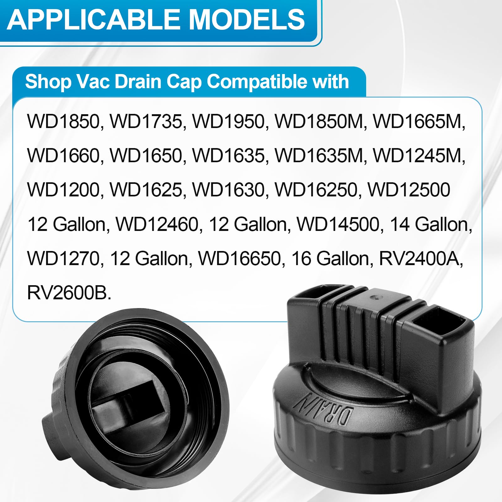 47922 Vac Drain Cap Compatible with Ridgid Shop Vacuum Cleaner and Craftsman Shop Vacuum, 1.97'' ID Wet/Dry Vacuum Replacement Drain Cap(1pack)