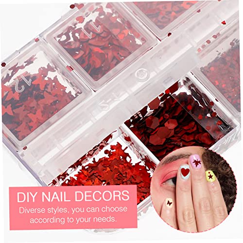 Beavorty 3 Boxes Heart Shaped Nail Art Jewelry Flash Suit Glitter Nail Polish Set Star Decor Valentines Nail Art Stickers Love Nail Charm Valentines Day Nail Glitters Nail Glitter Sequins