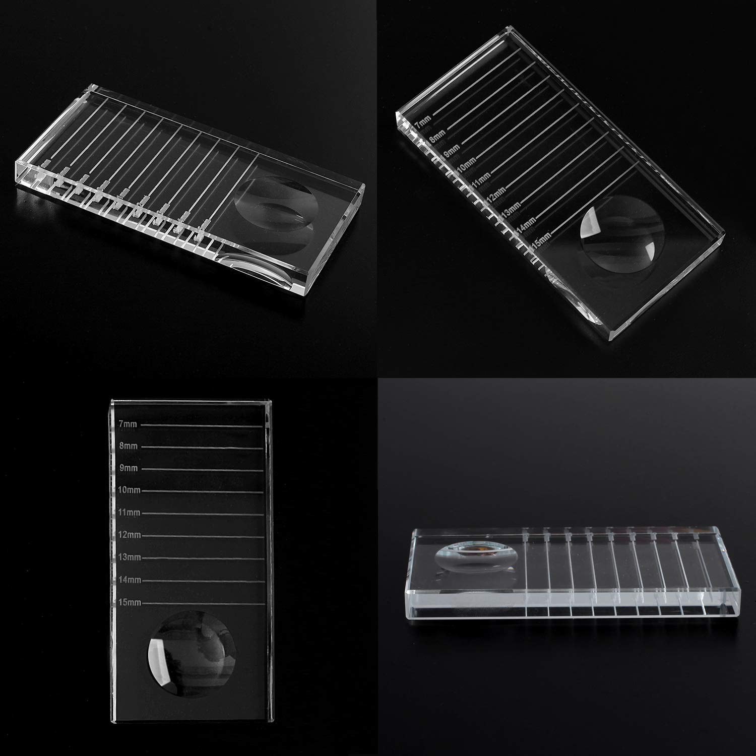 2-In-1 Eyelash Extensions Tray, Crystal Glass Lashes Adhesive Glue Stand Pallet Holder for Eyelash Extensions(Square)
