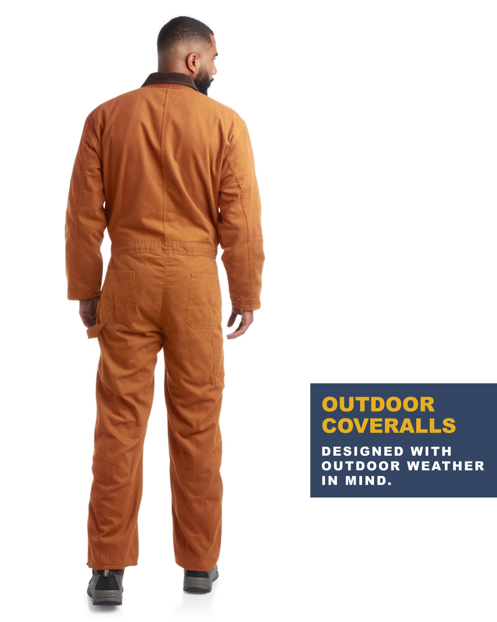 Bass Creek Outfitters Men's Coveralls β Water Resistant Insulated Long Sleeve Duck Canvas Jumpsuit (Sizes: M-XXL), Size Large, Wheat