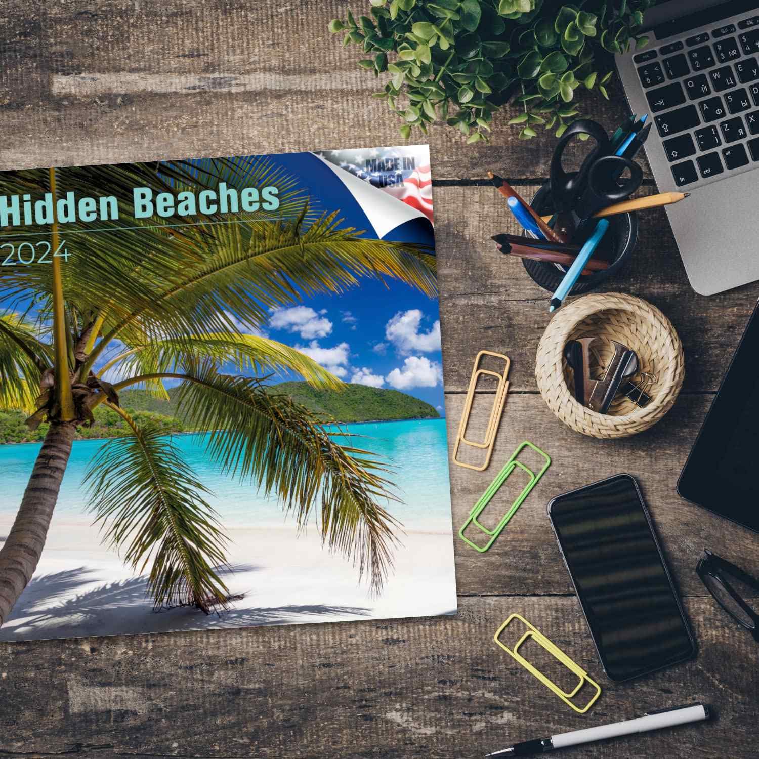 2022 2023 Tropical Beaches Calendar - Islands Monthly Wall Calendar - 12 x 24 Open - Thick No-Bleed Paper - Giftable - Academic Teacher's Planner Calendar Organizing & Planning - Made in USA