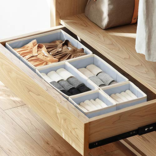LadyRosian 12 Pack Foldable Drawer Organizers, Storage Boxes, Closet Dresser Drawer Organizer Dividers Fabric Containers Basket Bins for Underwear Bras Panties Ties Socks Baby Cloth (Grey)