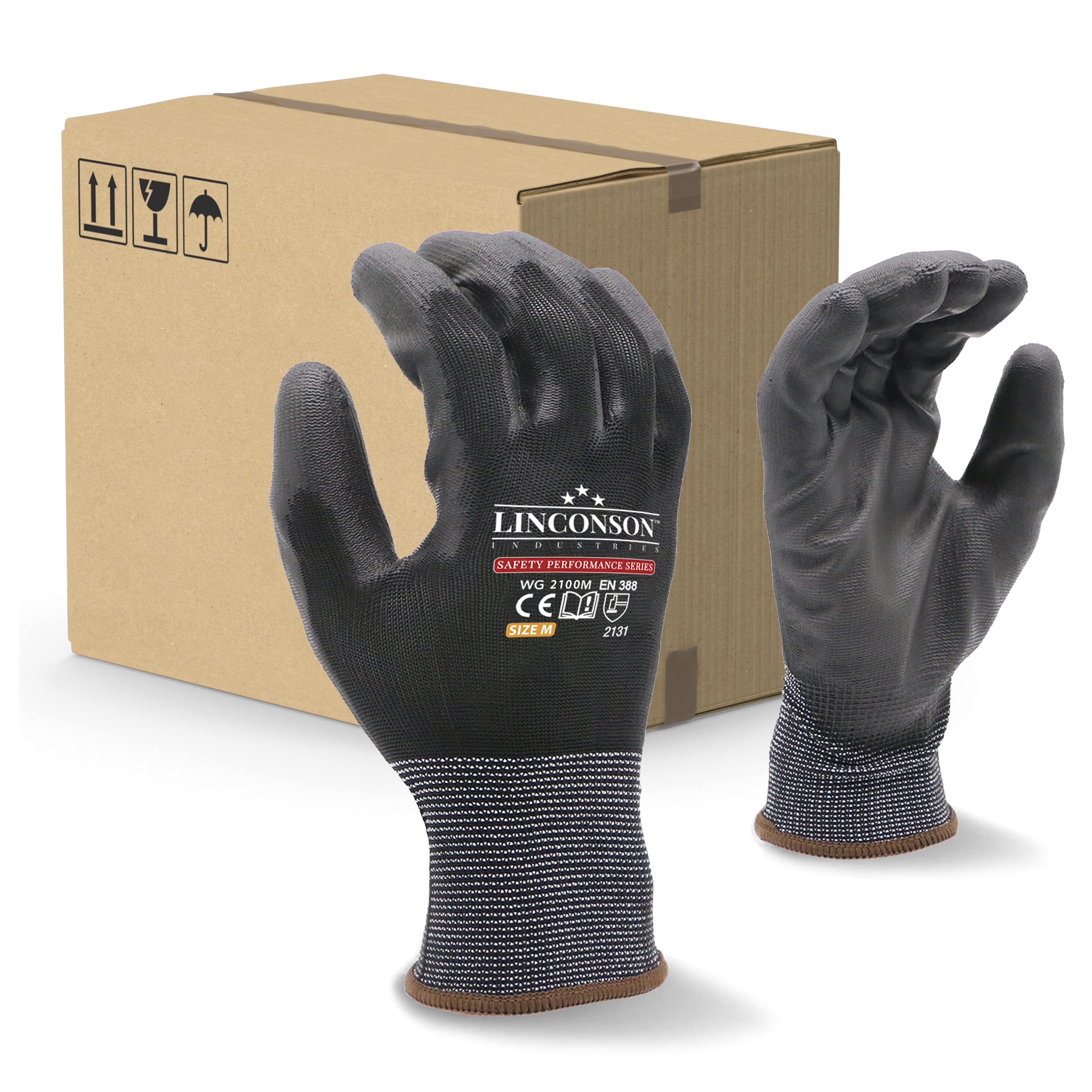 linconson Ultimate Grip Thin & Lightweight Construction Mechanic Work Gloves with PU Palm Coating