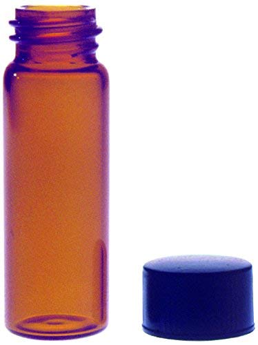 DWK Life Sciences (Kimble) 60920D-1, Amber Screw Thread Vial, Unattached Black Phenolic Cap, White Rubber Liner, 4mL, 15 x 45mm, 13-425, 144 per Package