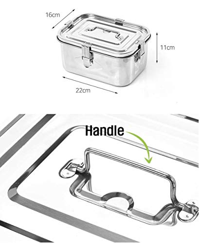 Stainless Steel 101oz (3L) Rectangular Kimchi Food Leakproof Airtight Storage Container Saver