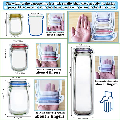 laffeya Candy Nut Bag, 24pcs Mason Jar Bag, Reusable Zipper Bags, Fresh Bags, Leakproof Snacks Sealed Storage Bags, Food Saver Bags