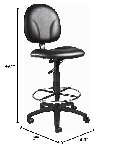 Boss Office Products Stand Up Caressoft Drafting Stool without Arms in Black
