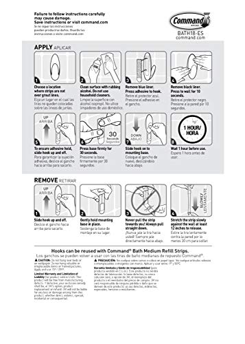 Command BATH18-6ES Organize Damage-Free Bath Towel Hook Value Pack, Medium, Frosted