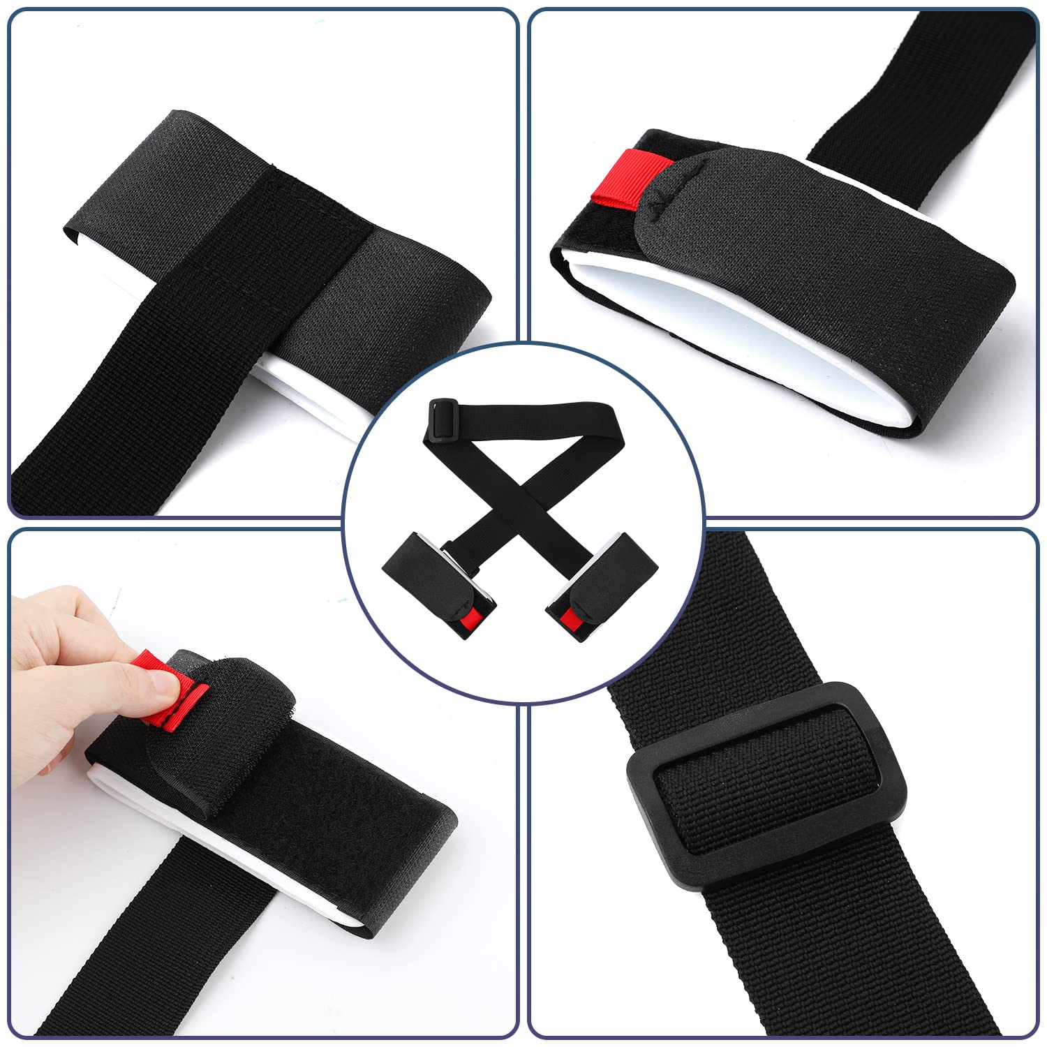 2pcs Ski Straps for Carrying, Sturdy Ski Carrier Straps and Pole Carrier with Adjustable Shoulder Straps and Magic Adhesives Cross Country Ski Accessories for Kids Adults (Black)