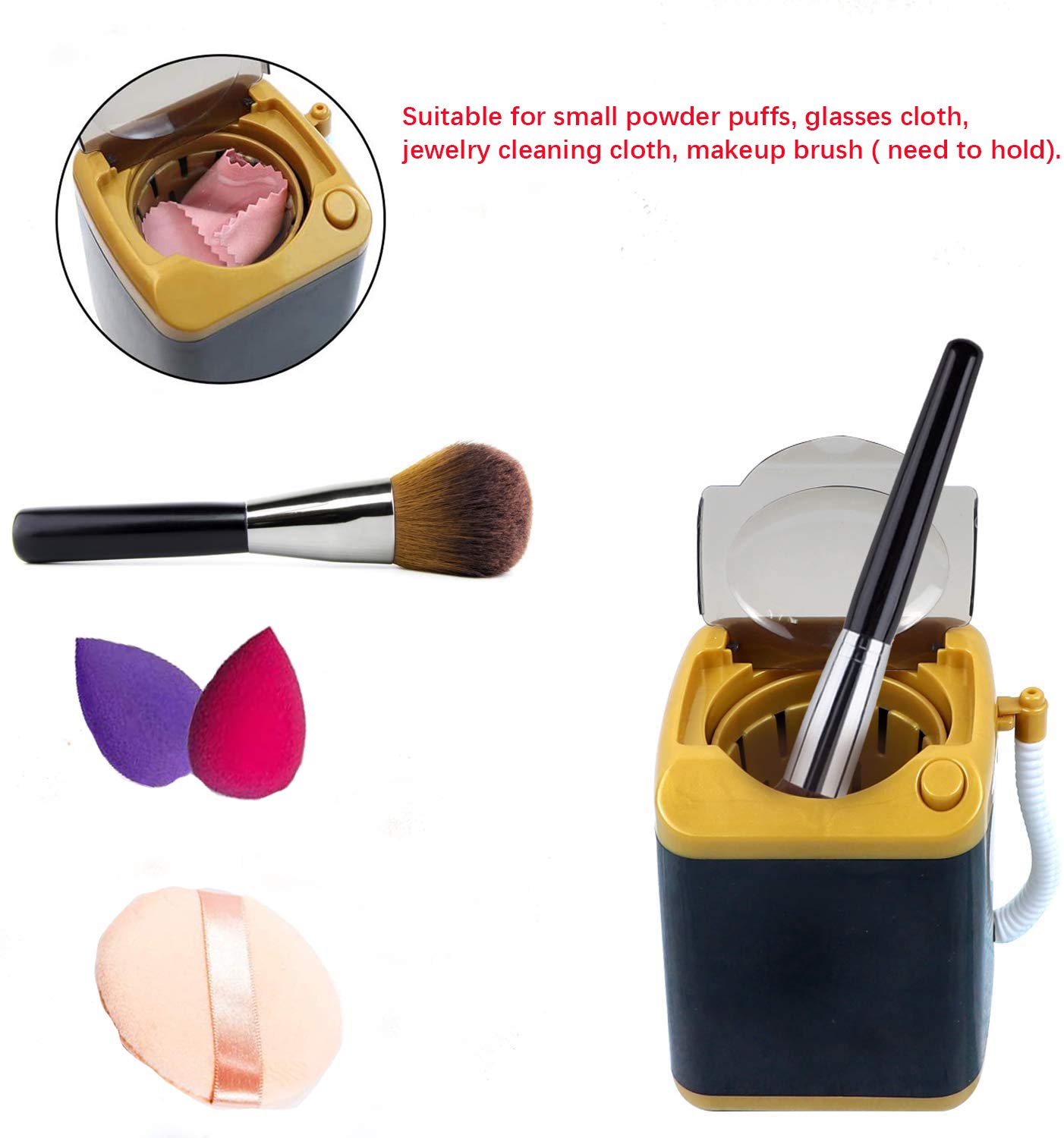 AUEAR, Makeup Brush Sponge Washing Machine Cleaner Device Plastic Automatic Cleaning (Black, Comes with Bucket)
