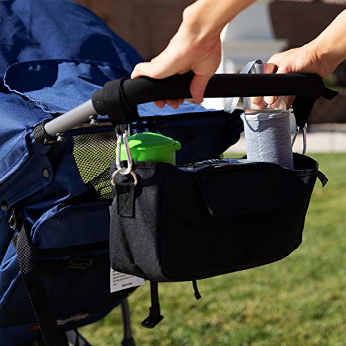 2-in-1 Stroller Organizer and Mommy Diaper Bag Purse by Lux Care Club - Tons of Storage Space for Drinks, Diapers, Snacks, Toys - Includes Stroller Hooks, Shoulder Strap, and Detachable Space Dividers