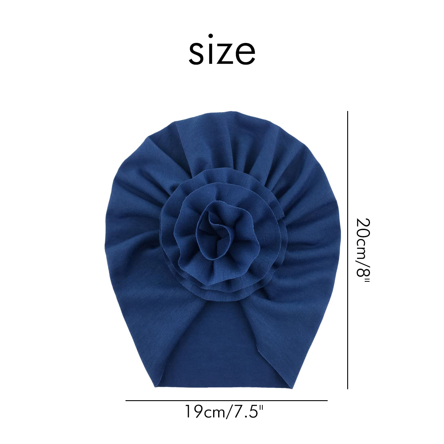 inSowni 8 Pack Solid Nursery Hospital Turban Hat Cap Beanie Bonnet with Flower for Baby Girls Toddlers Newborns Infants