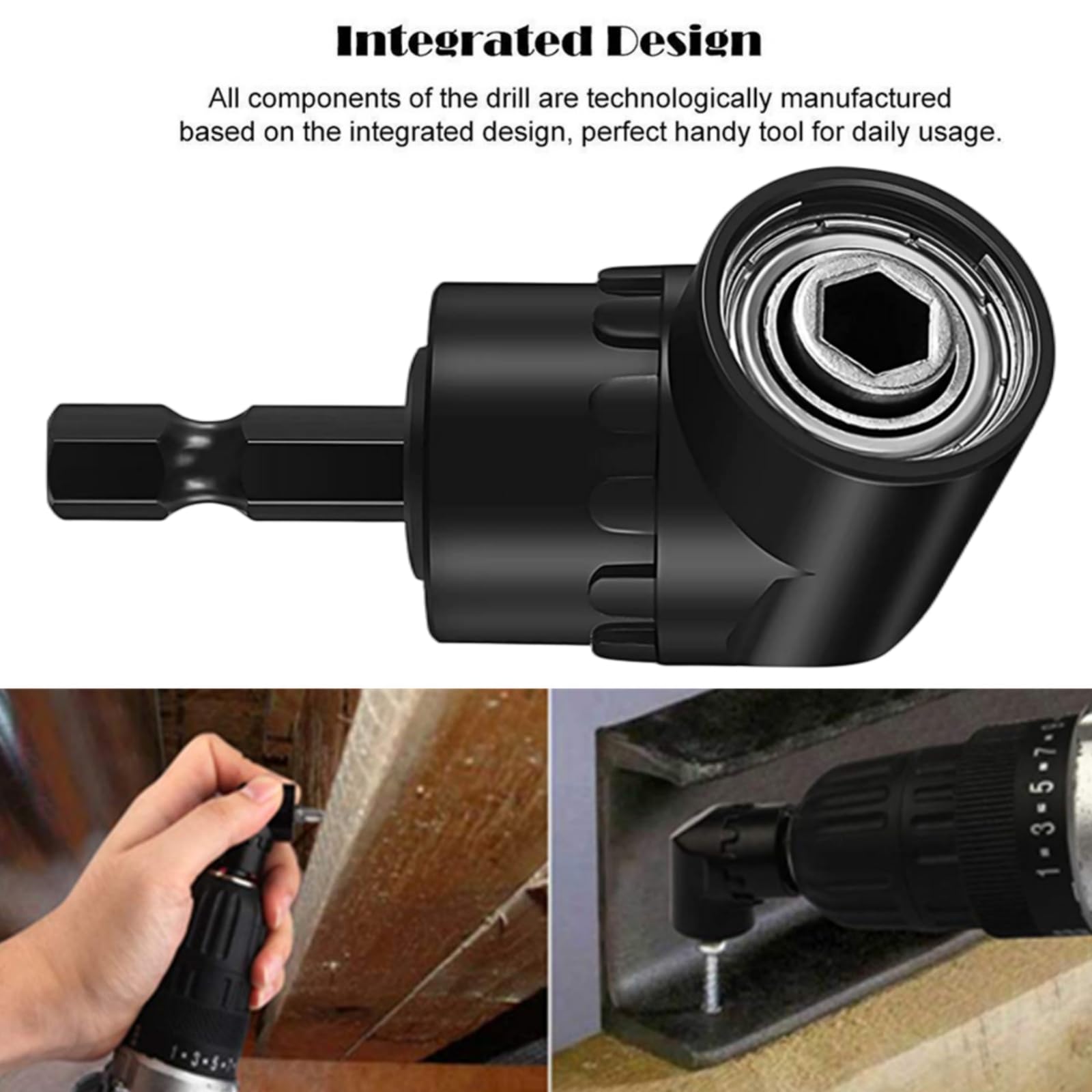 3 Pcs Power Drill Sockets Adapter Sets,360°Rotatable Hex Shank Impact Driver Socket Adapter 1/4" 3/8" 1/2" Impact Driver Adapter and 1Pcs Right Angle Drill 105 Degree Right Angle Screwdriver set Drill