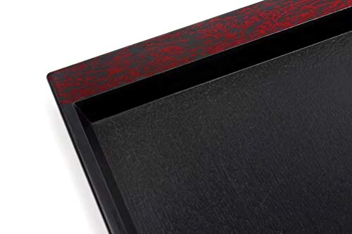 DayCount Melamine Serving Tray Large Rectangle - 14.8'' x 9.5'' Wood Grain Black Plastic Plate or Platter for Parties, Dinner, Thanksgiving, BBQ & Baking