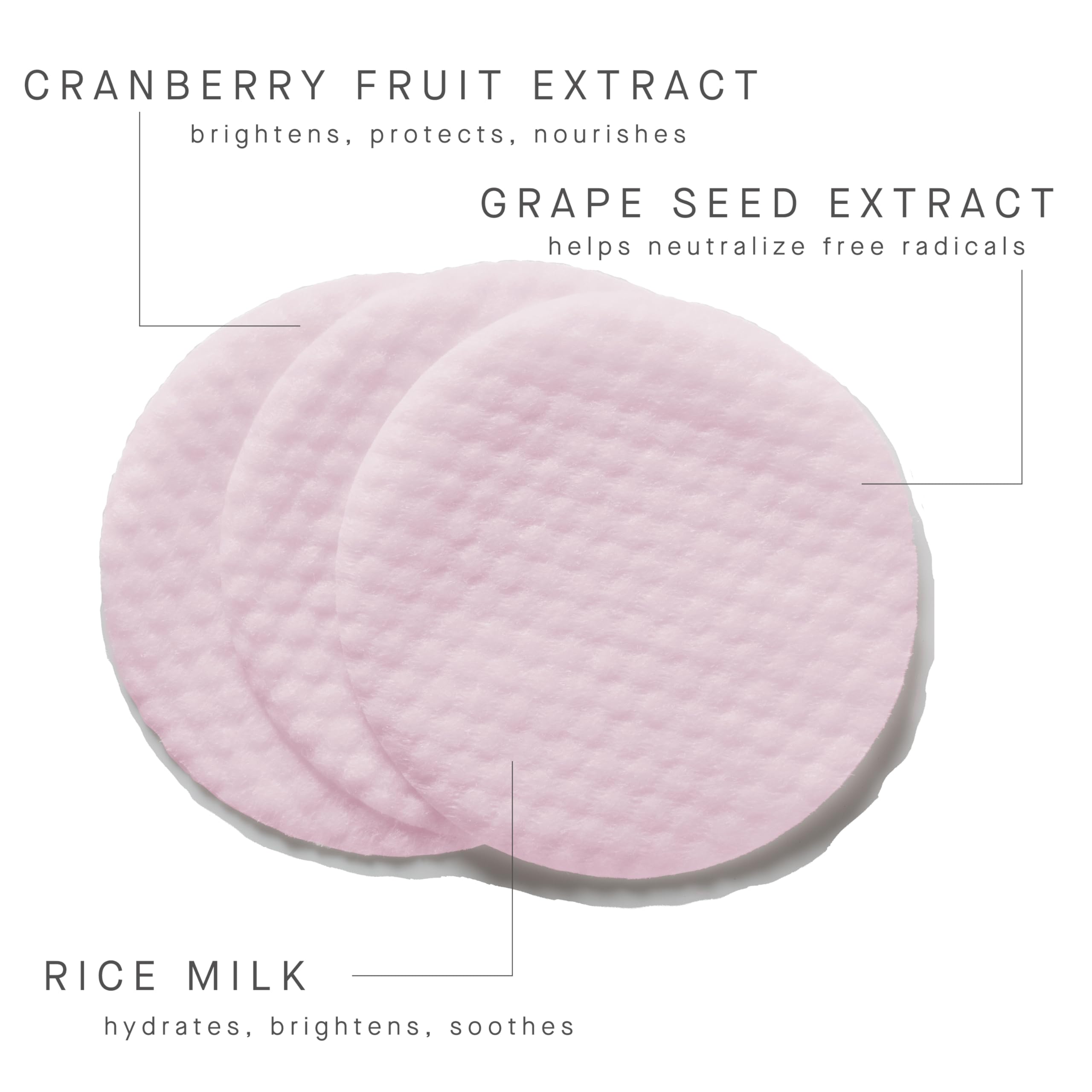 ARCONA Triad Pads - Cold Processed Cranberry and Rice Toner, Brightening Toner Pads for Face, 45 Facial Toner Pads. Made in The USA.