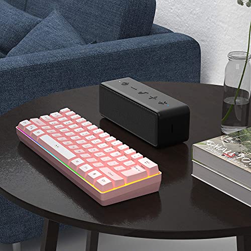 MageGee TS92 Wireless 60% Gaming Keyboard, Compact 61 Keys Rechargeable RGB Backlit Office Keyboard, 2.4G Wireless Connection, Pink Waterproof Portable Computer Keyboard for Mac Windows Laptop