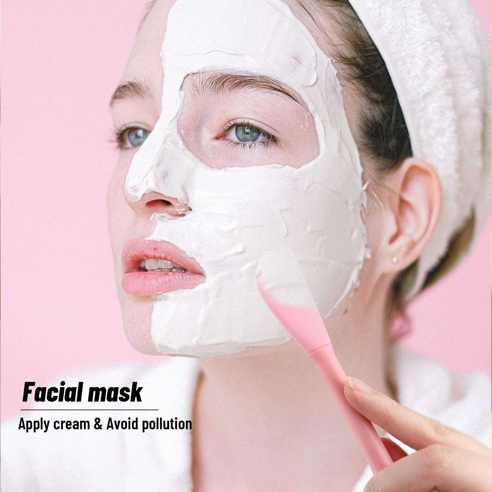 Silicone Facial Cleansing Brush 3 Designs, Beomeen 4 in 1 Handheld Face Scrubber for Deep Gentle Exfoliating, Double-Ended Face Wash Scrub Brush for Face Skincare and Massage (Pink)
