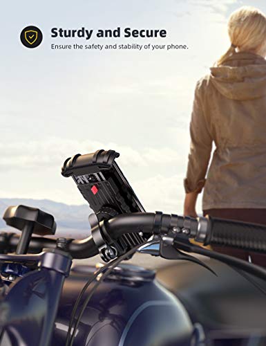 Lamicall Bike Phone Holder, Motorcycle Phone Mount - Adjustable Scooter Phone Holder for iPhone 12 Mini, 12 Pro Max, 11 Pro Max Xs XR 8 X 8P 7 7P 6S, Samsung S10 S9 S8, Huawei, All 4.7-6.8 Devices