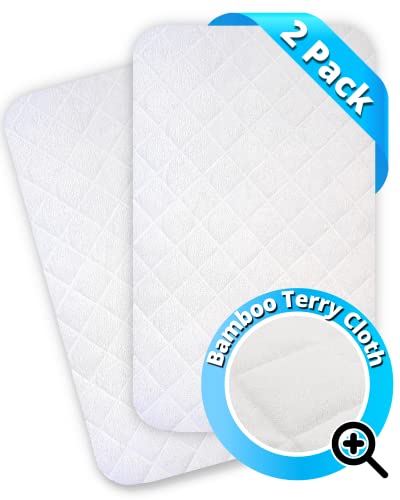 Bassinet Mattress Pad Protector- Fits The 30” x 20” Graco Travel Lite Crib, Soft Bamboo Surface, Breathable - Waterproof Bassinet Mattress Protector - Bassinet Mattress Cover