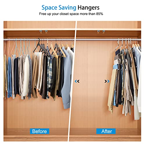DOIOWN Clothes Hangers 5 Pieces Non Slip Space Saving Stainless Steel Closet Organizer for Pants Jeans Scarf(Upgrade Style)