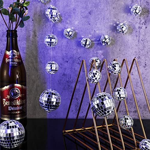 8 Packs Mini Disco Ball Ornaments Reflective Mirror Decor Silver Hanging Decorations for Tree Wedding Dance Music Festival Birthday Party Home Supplies (1 Inch, 2 Inch)