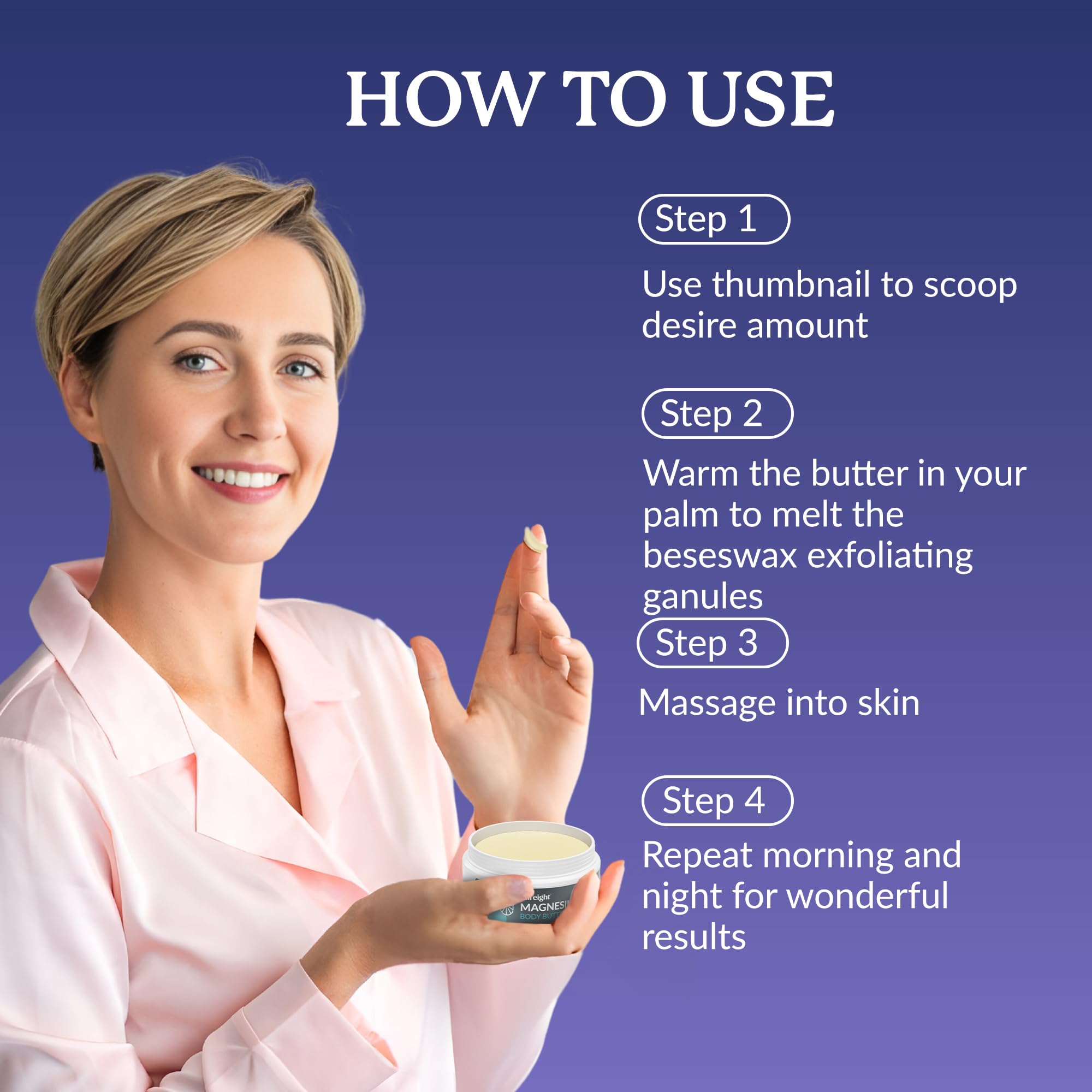 Magnesium Body Butter β Quick Ease for Tensed Legs, Tight Muscles & Sleep, Organic Ingredients with Pure Magnesium Oil, Exfoliating Topical Cream 4oz