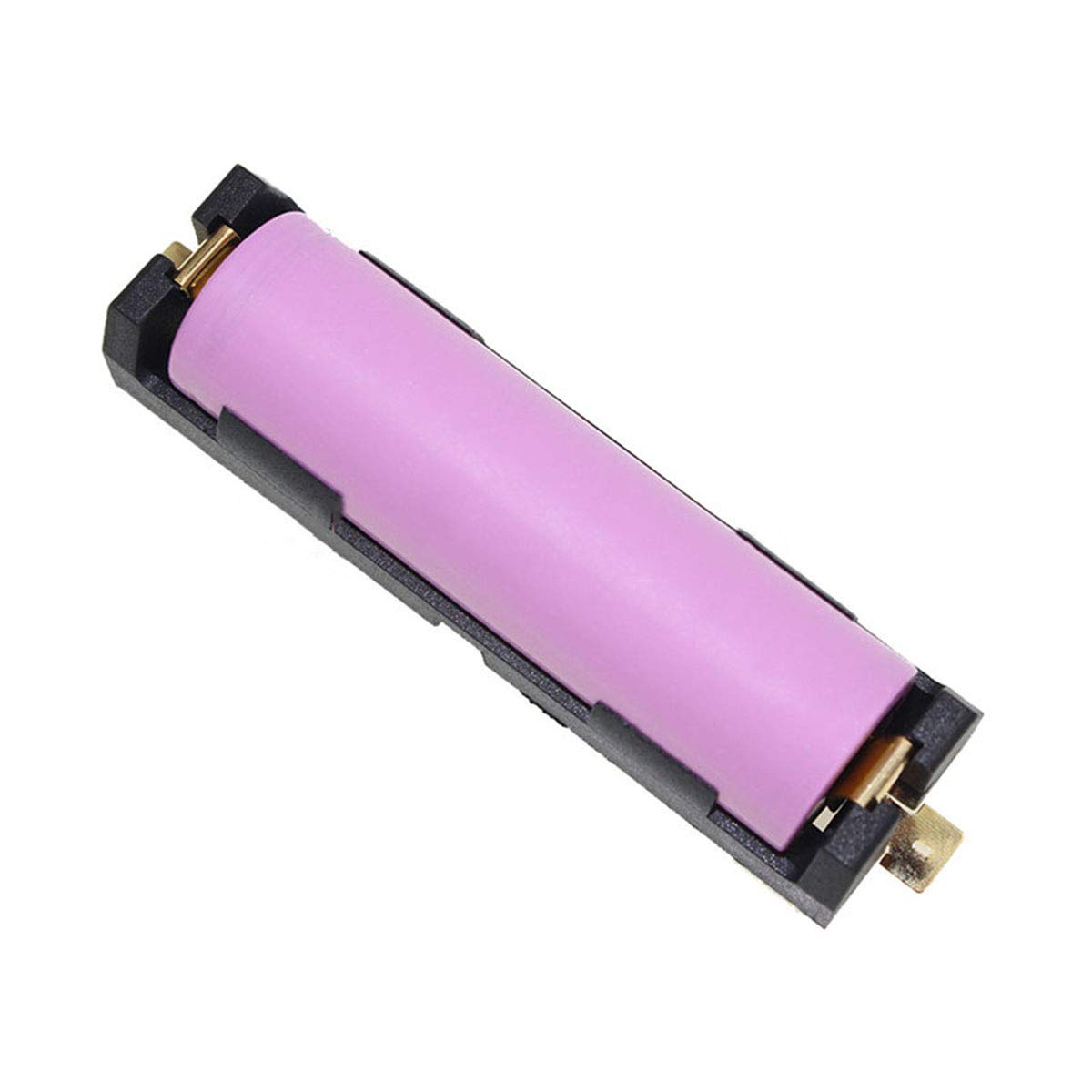 E-outstanding 2pcs 1x 18650 Series Batteries Holder Single Slot 3.7V SMD SMT Batteries Case Storage Box with Bronze Pins