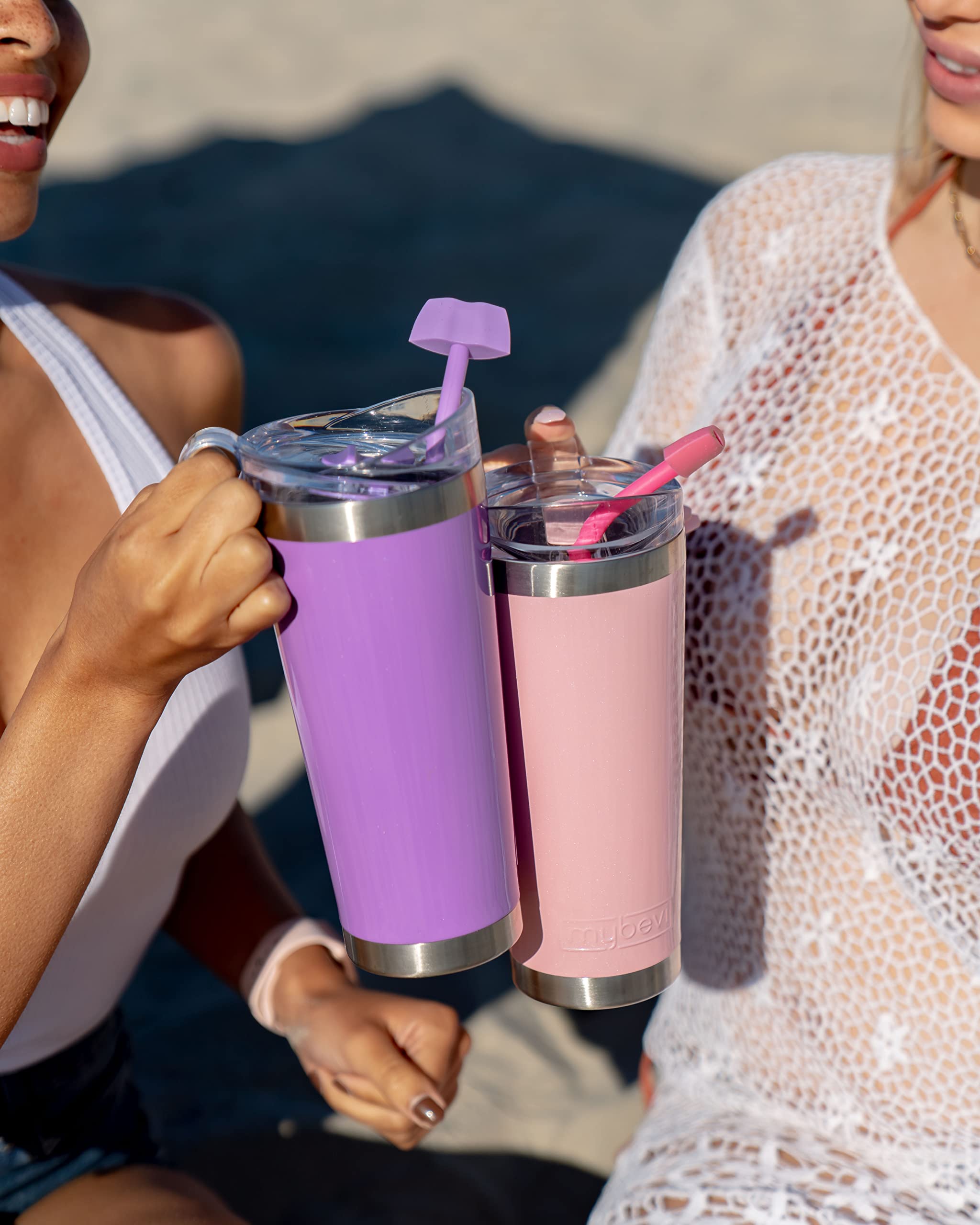 LipSip. Sip from a Straw Without pursing Your Lips to Help Prevent Lip Lines & Wrinkles. Includes Detachable LipSip, Reusable Silicone Straw & Cleaner. BPA-Free Dishwasher Safe Ecofriendly (Lavender)