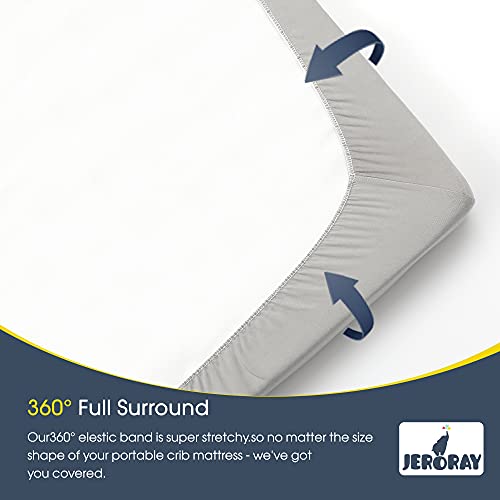 Bassinet Sheets JERORAY for Girls and Boys, 2 Pack Stretchy Ultra Soft Jersey Knit Bassinet Mattress Pad Cover, Grey Dinosaur