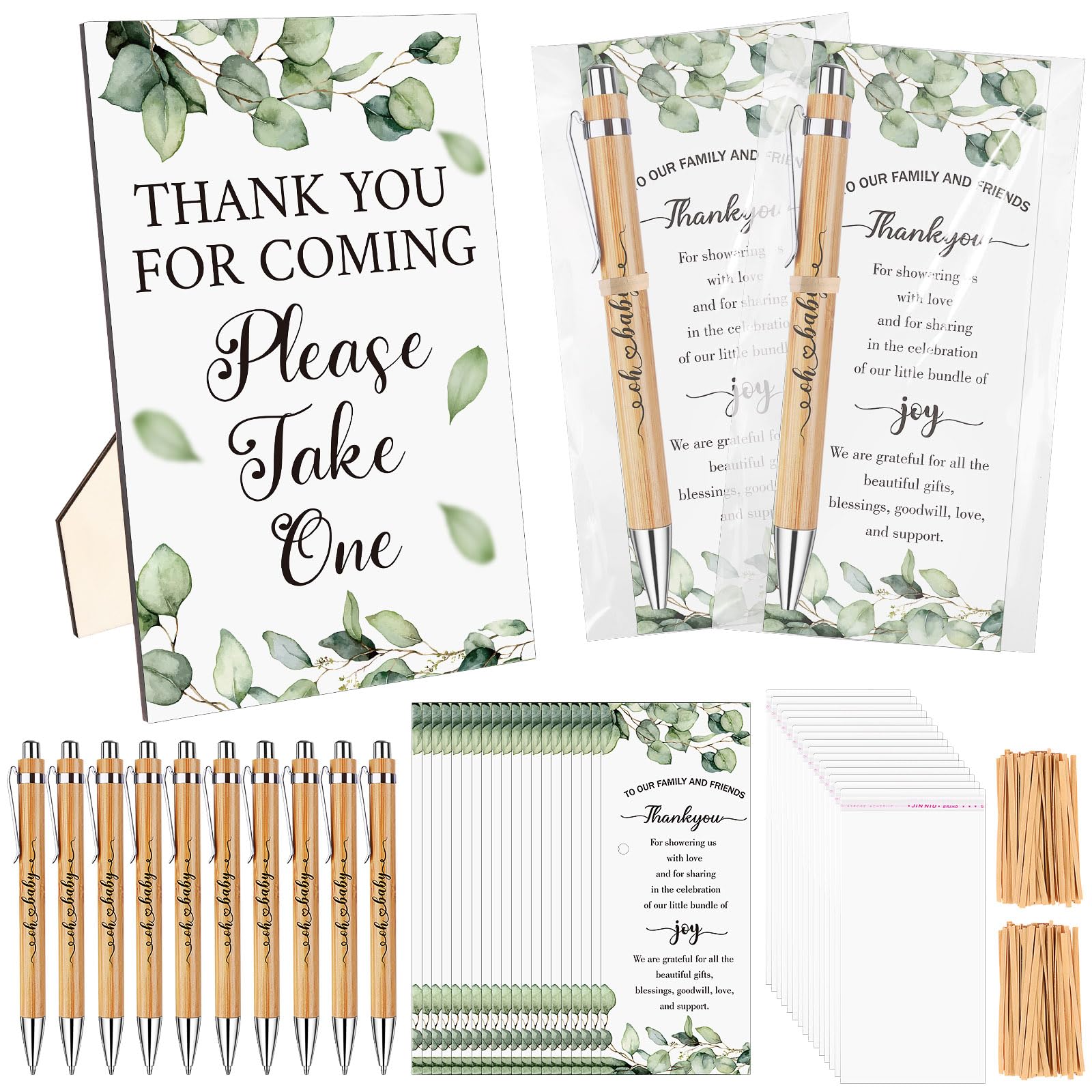 50 Set Baby Shower Favors for Guest Baby Shower Pens Thank You Cards Baby Shower Games Sign with Cable Tie Thank You Gifts Game Prizes Baby Shower Decor Gender Reveal Party Supplies Return Gifts
