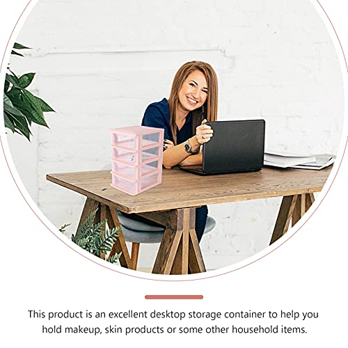 DOITOOL Four- Layer Storage Drawers- Transparent Plastic Drawers Organizer- Multifunction Plastic Drawers Kitchen Pantry Storage Cabinet for Kitchen, Bathroom, Vanity, Desk ( Pink )